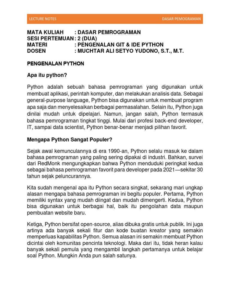 Pengenalan Git & IDE Python (A) | PDF