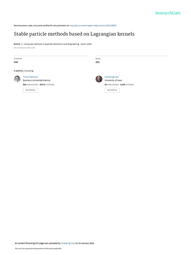 Stable Particle Methods Based On Lagrangian Kernel | PDF | Teaching Methods & Materials ...