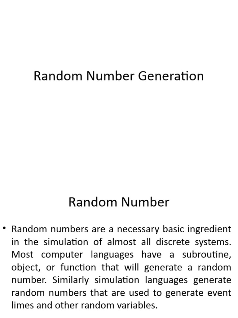 Random Number Generation | PDF | Probability Distribution | Randomness