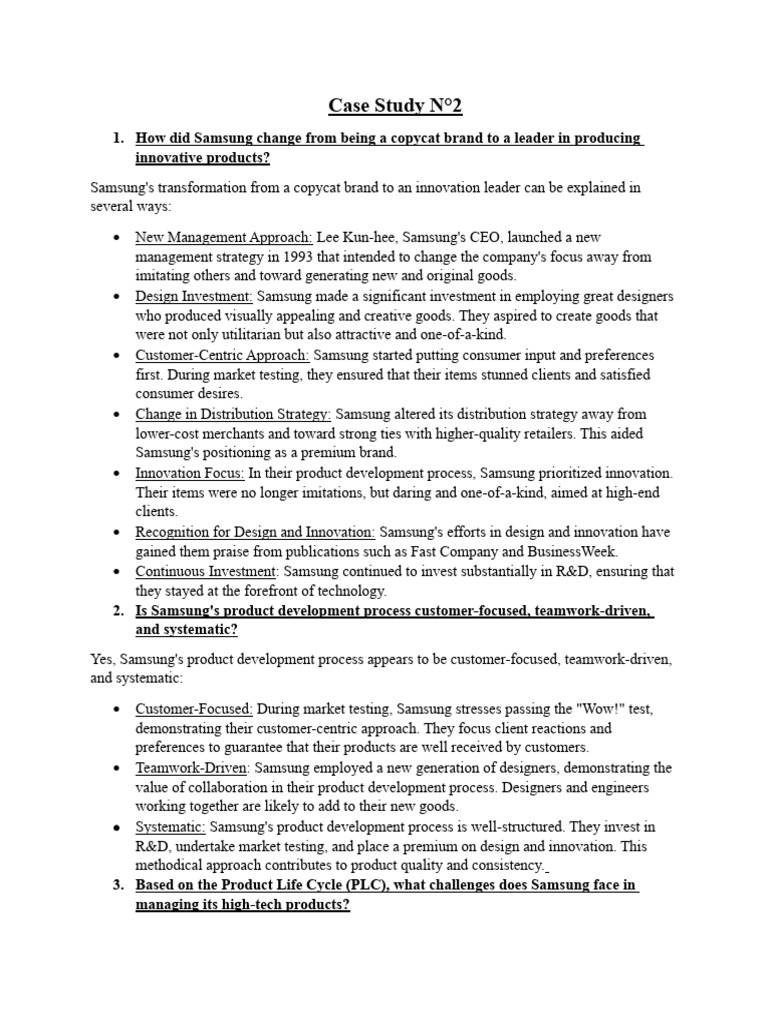 Case Study 2 | PDF | Innovation | Product (Business)