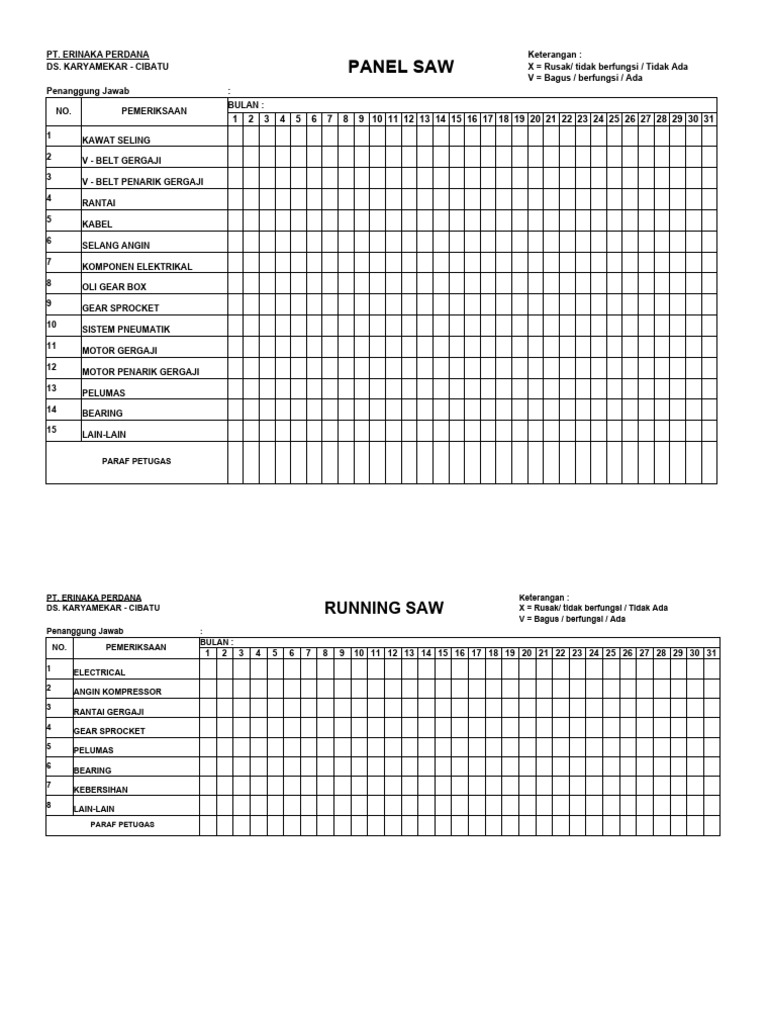 Maintenance Checklist Guide Pdf