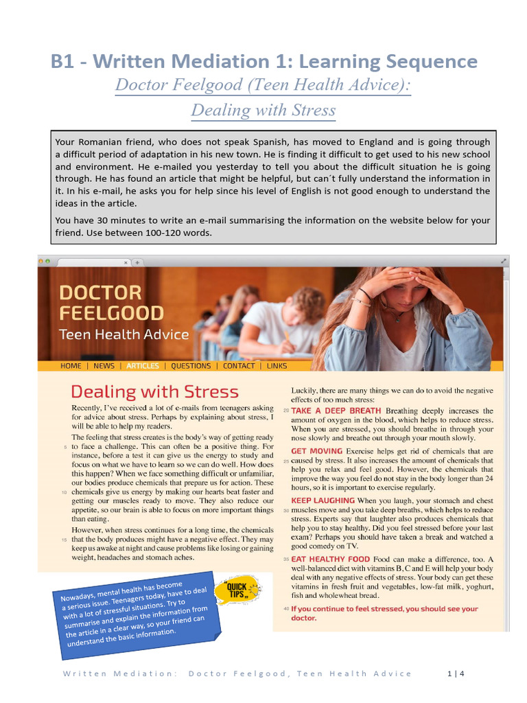 1 2 DoctorFeelgood WrittenMediation LearningSequence | PDF | English ...