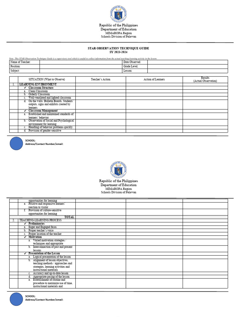 Star Observation Technique Guide | PDF | Learning | Teachers