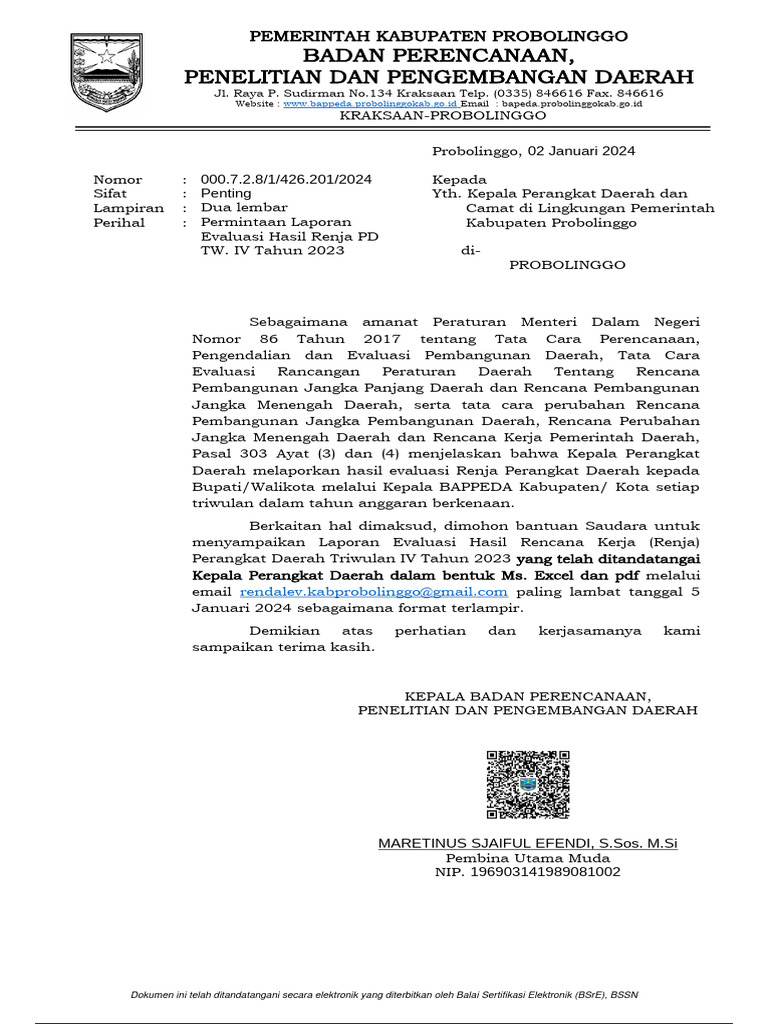 Laporan Evaluasi Renja PD TW IV 2023 | PDF