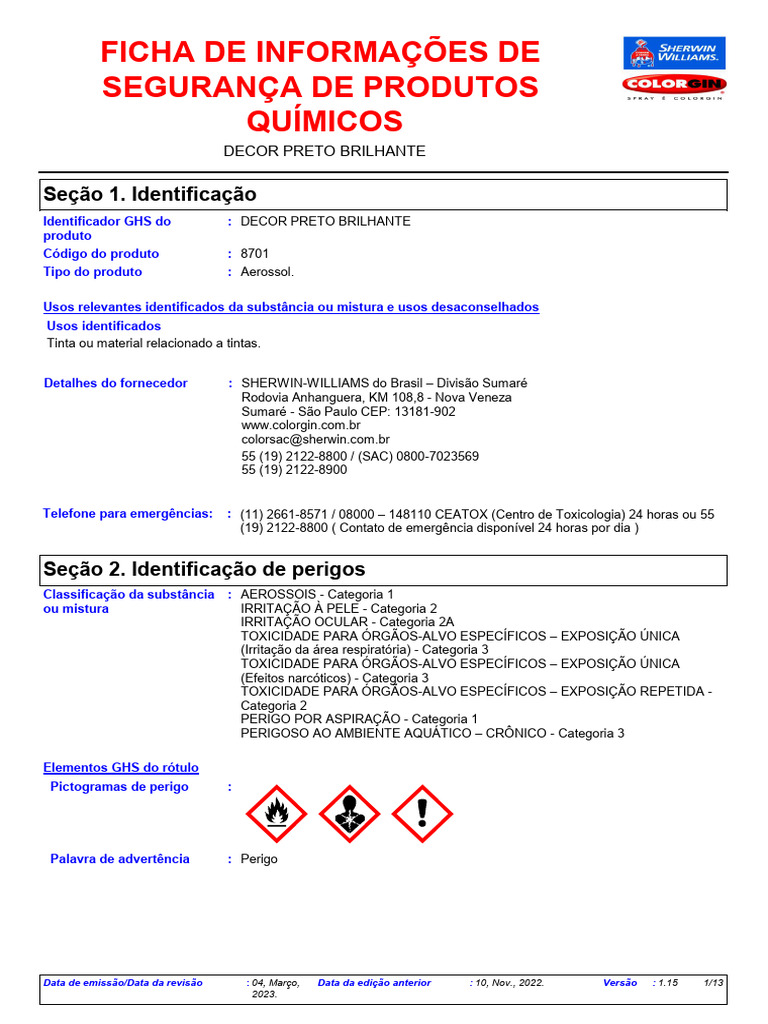 Fispq - Tinta Spray Colorgin Preto | PDF | Desperdício | Águas residuais