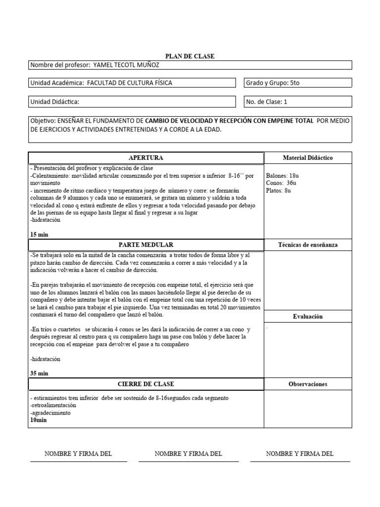 Plan de Clase | PDF | Maestros