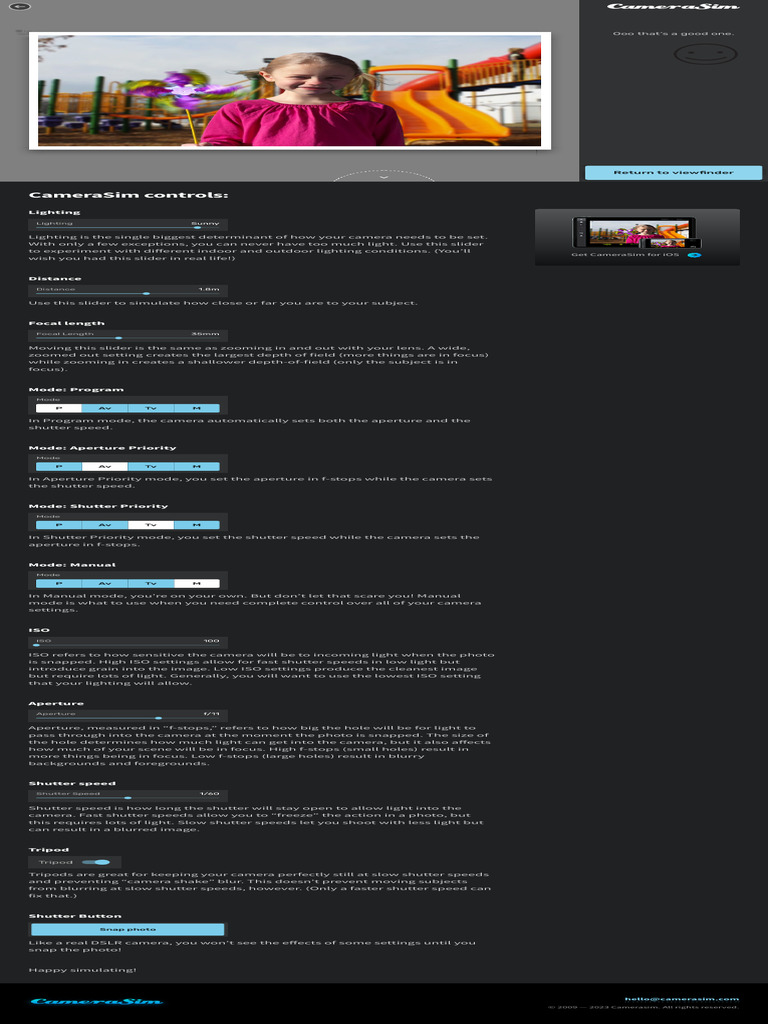 The Web's Original CameraSim | PDF | Shutter Speed | Camera