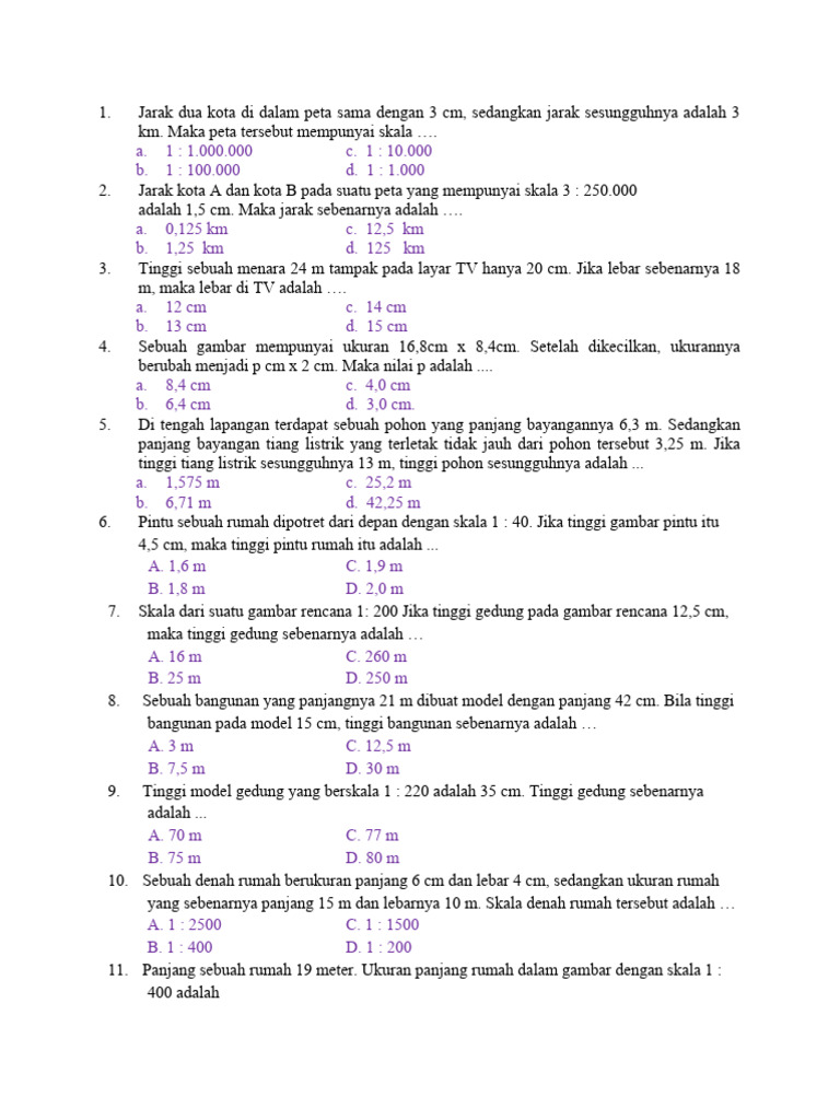 Jarak Dua Kota Di Dalam Peta Sama Dengan 3 CM | PDF