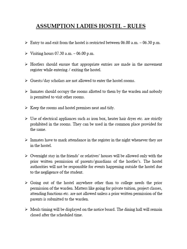 Hostel Rules | PDF