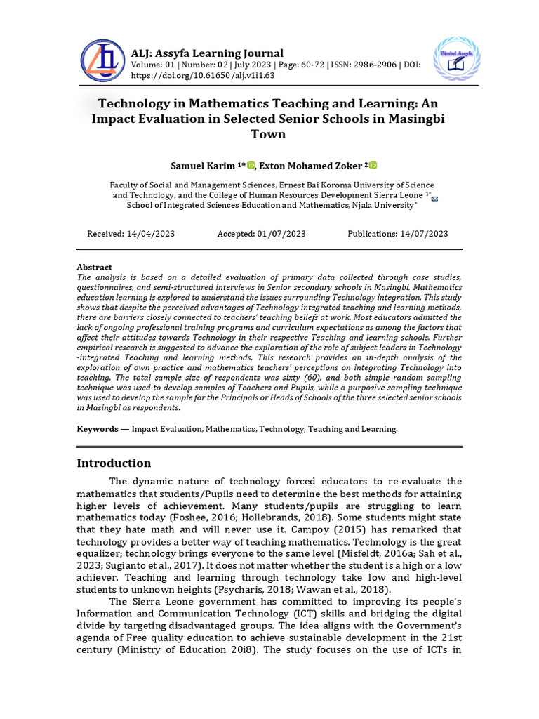 Technology in Mathematics Teaching and Learning: An Impact Evaluation ...