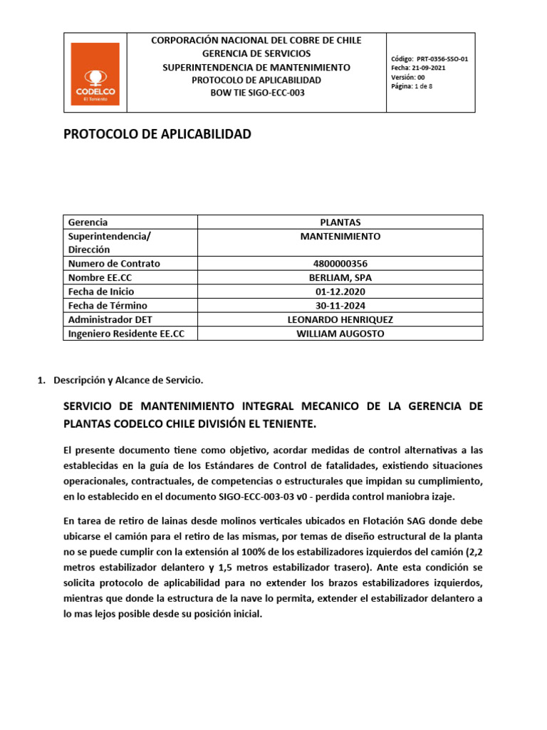 Protocolo de Aplicabilidad Bow Tie SIGO-ECC-003 | PDF