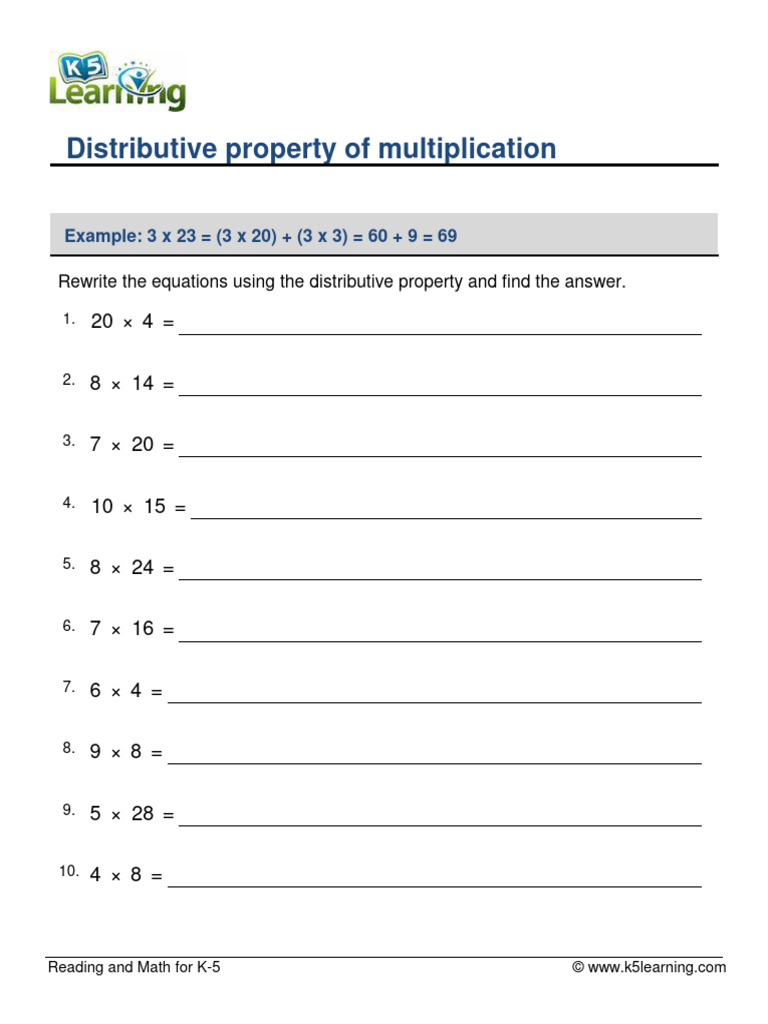 Grade 5 Distributive Property A | PDF