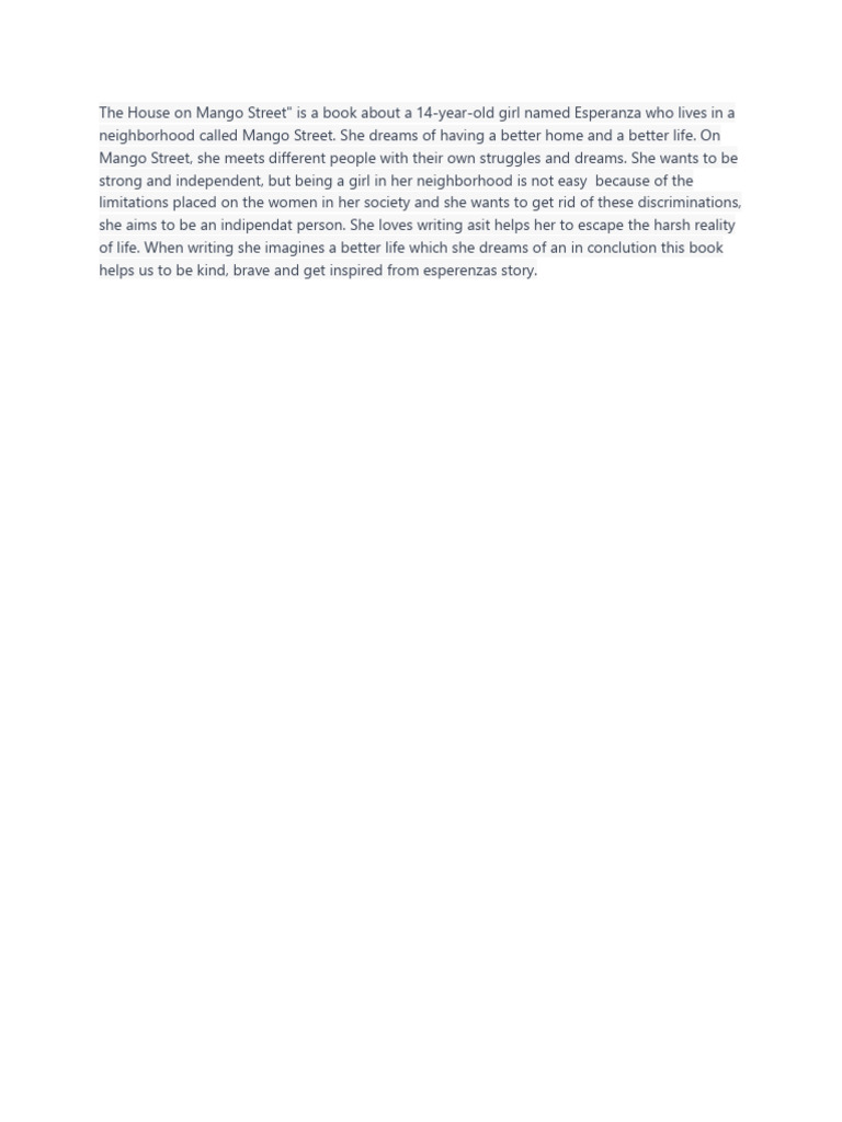 The House on Mango Street Overview | PDF | Social Science | Poetry