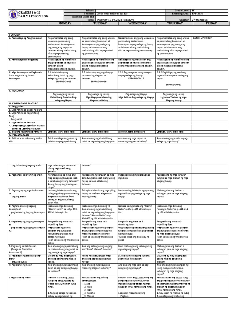 DLL - Epp 4 - Q2 - W9 | PDF