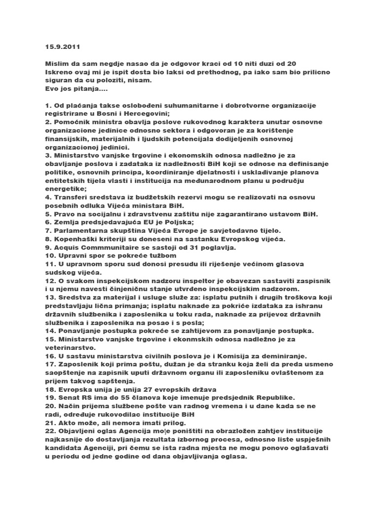 Pitanja Za Stručni Ispit | PDF