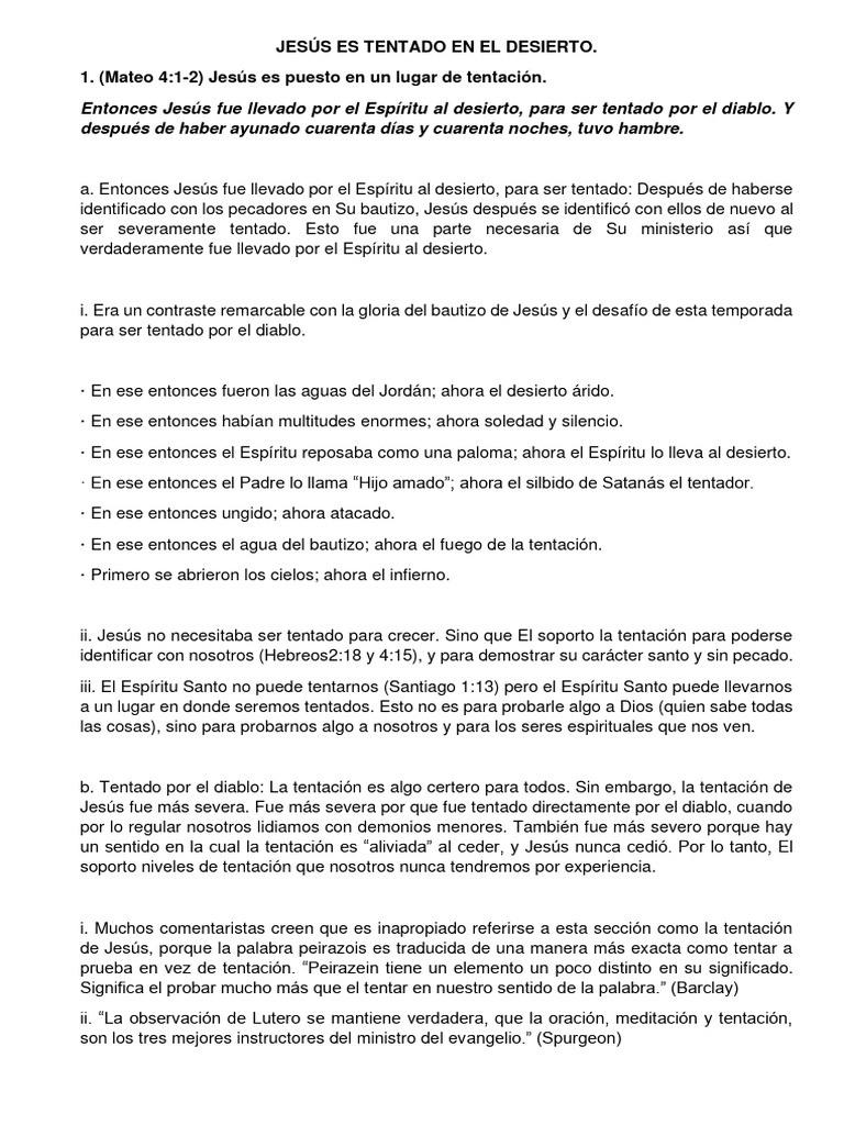 Tentaciones de Jesús en el Desierto | PDF | Satán | Jesús
