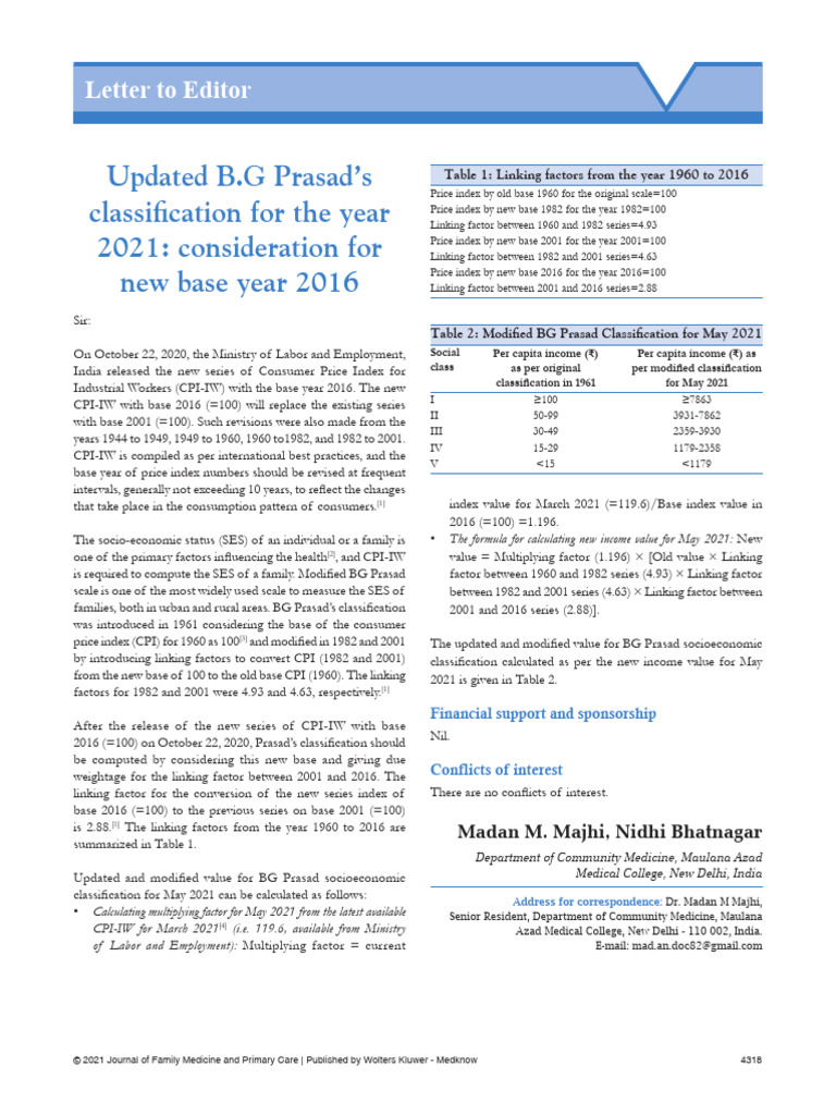 Updated B G Prasad S Classification For The Year.64 | PDF | Price ...