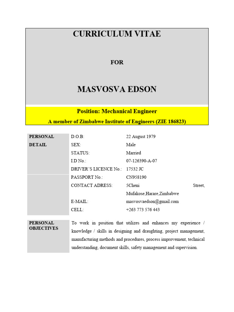 Masvosva Edson CV | PDF