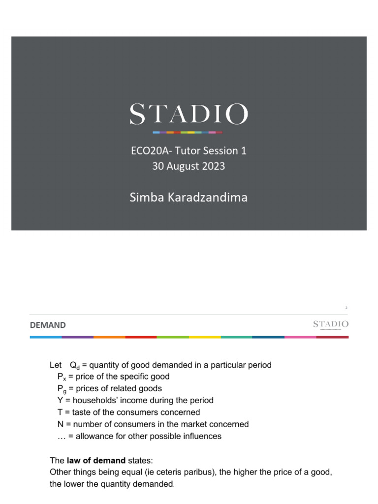 ECO20A Tutorial 1-3 - Read-Only | PDF | Demand | Economic Equilibrium
