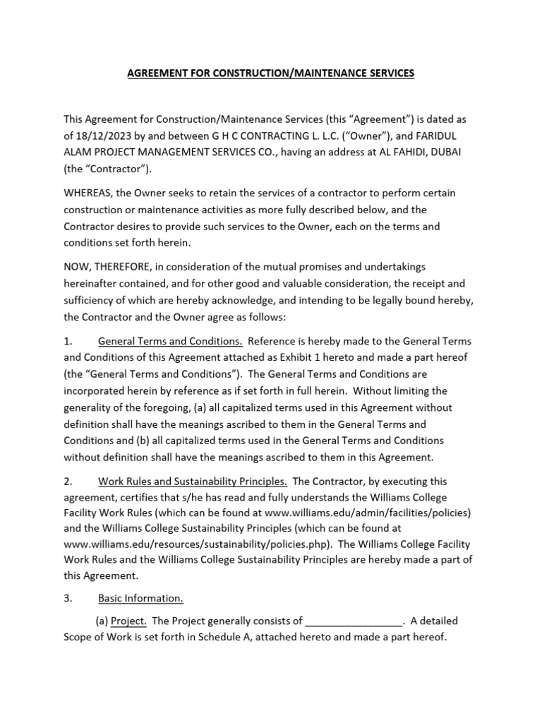 Contract Between Owner and Contractor | PDF