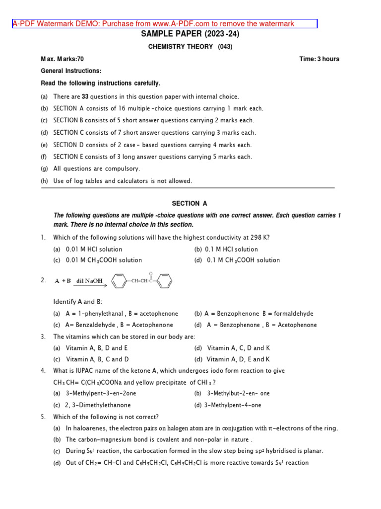 Chemistry SQP | PDF | Science & Mathematics | Technology & Engineering