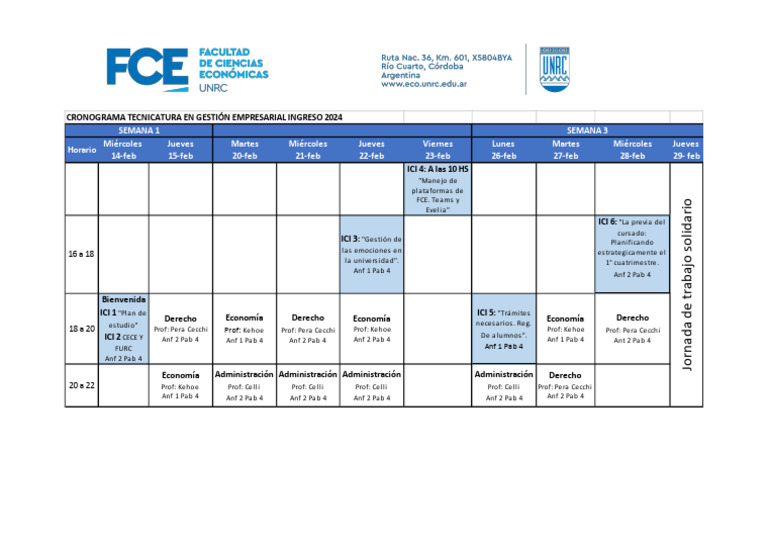 Cronograma Cursillo de Ingreso Pre Grado 2024 | PDF | Tiempo de trabajo | Derechos laborales