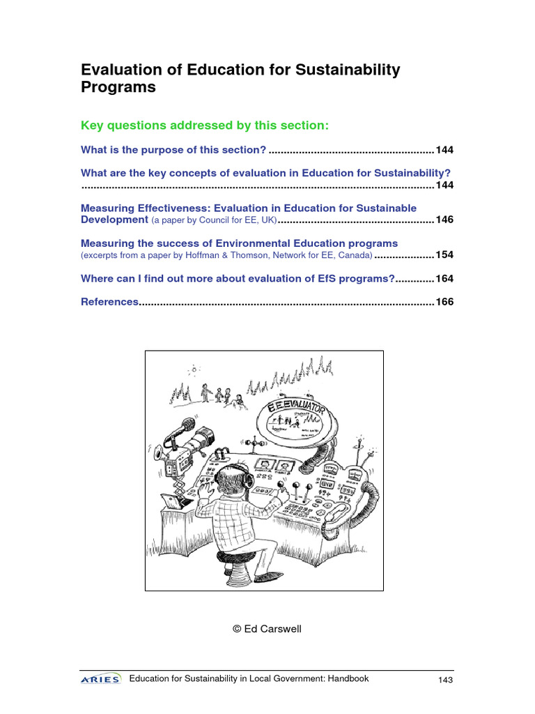 Evaluation of Education For Sustainability Programs: Key Questions ...