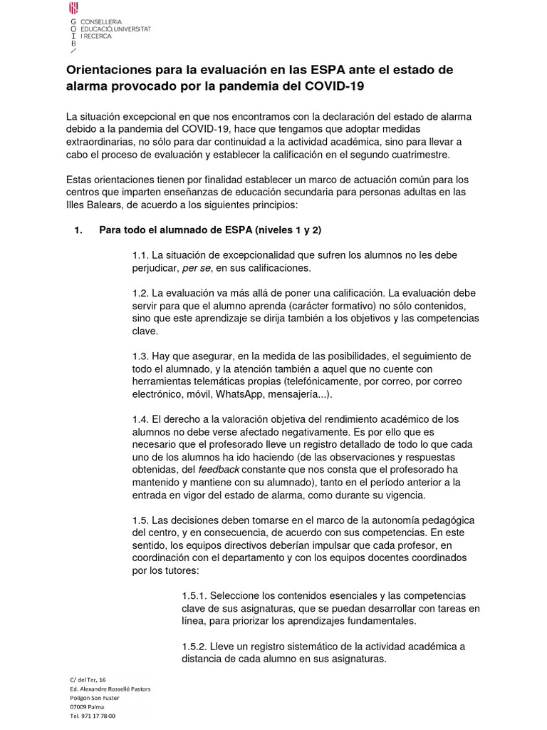 Orientaciones Evaluación ESPA | PDF