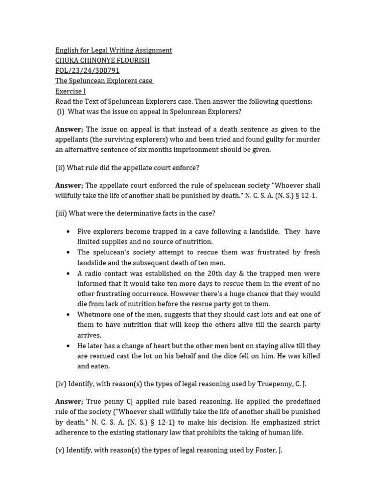 Legal Analysis of Speluncean Explorers Case | PDF | Reason | Justice