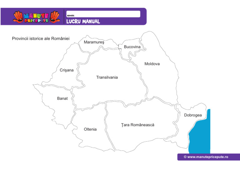 Harta Romaniei Cu Provinciile - de Colorat | PDF