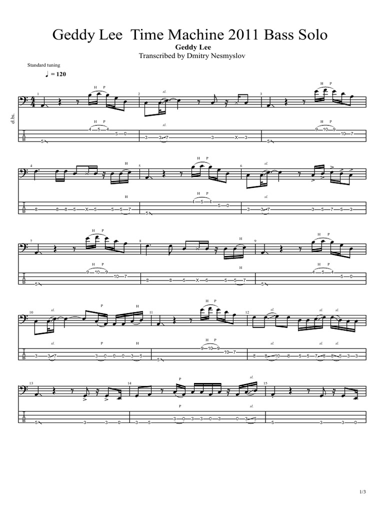 Geddy Lee Time Machine 2011 Bass Solo | PDF | Musical Instruments