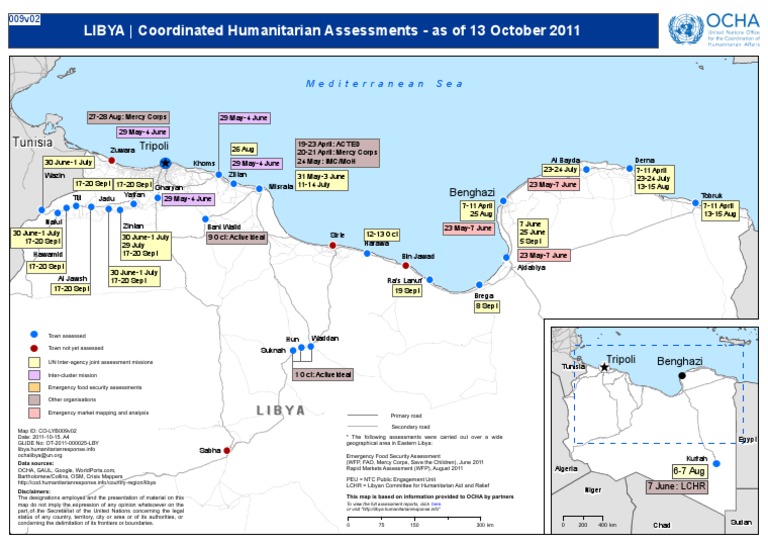 OCHA LIBYA Map COLBY009v02 111015 Assessment Location A4 | PDF | Sirte ...