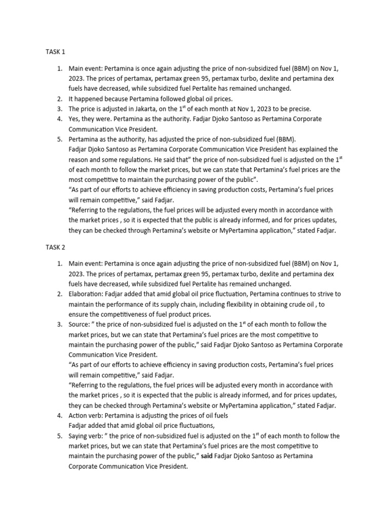 Task 1 | PDF | Price Of Oil | Prices