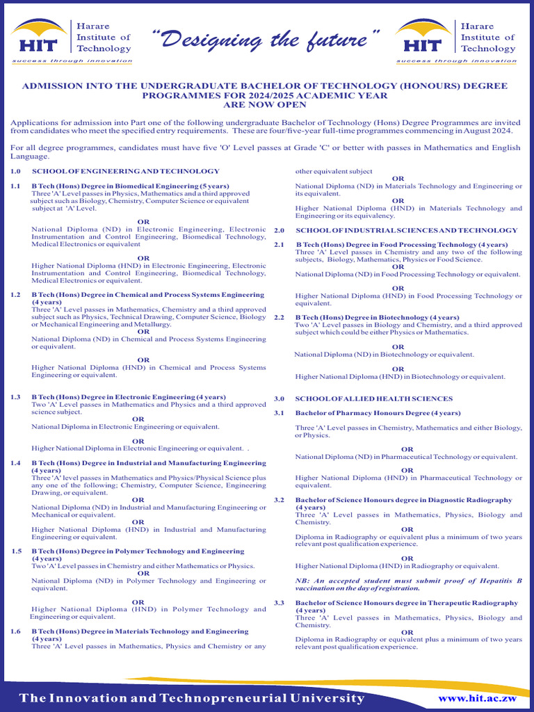 Undergraduate Admmission Advert 2024 Final | PDF | Academic Degree | Bachelor's Degree