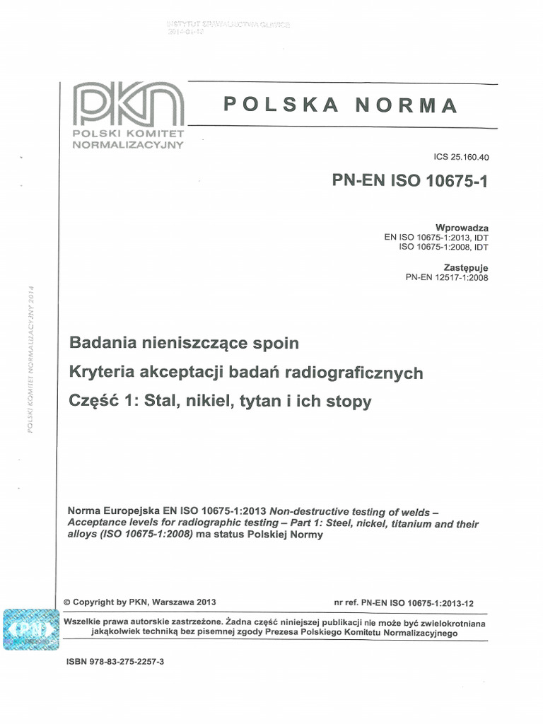 Pn-En Iso 10675-1 | PDF