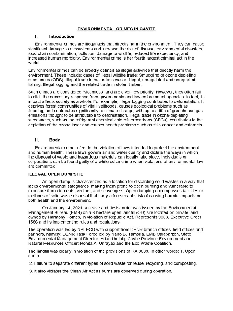 Environmental Crimes in Cavite | PDF | Ozone Depletion | Waste