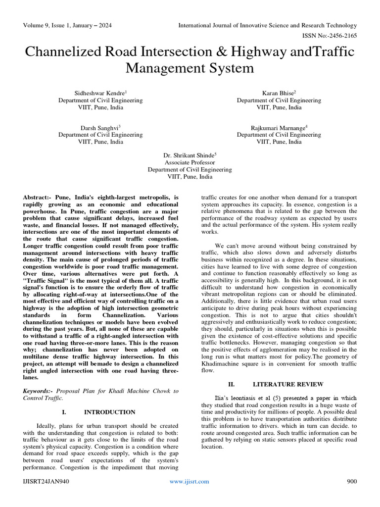 Channelized Road Intersection & Highway Andtraffic Management System ...