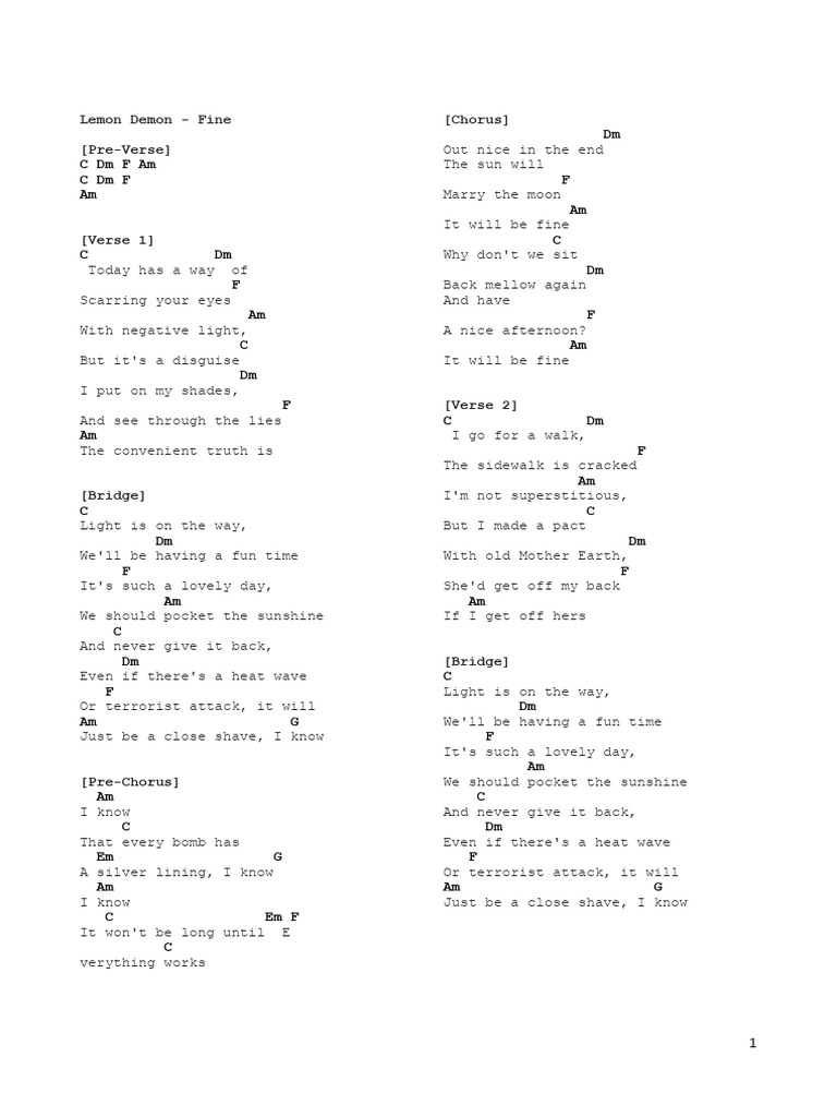 Lemon Demon - Fine | PDF | Song Structure