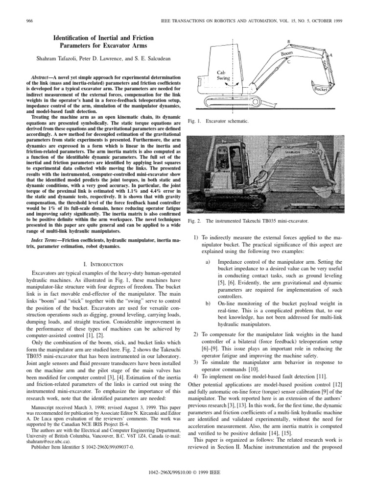 Excavator Arm Parameter Identification | PDF | Actuator | Torque