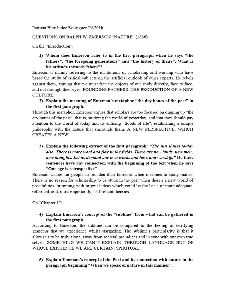 Emerson's "Nature": Key Concepts Explained | PDF | Social Science ...