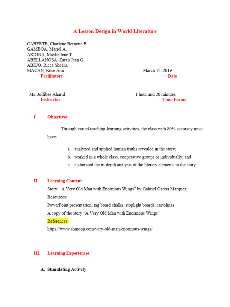 Lesson Plan: Analyzing Magical Realism | PDF | Cognition