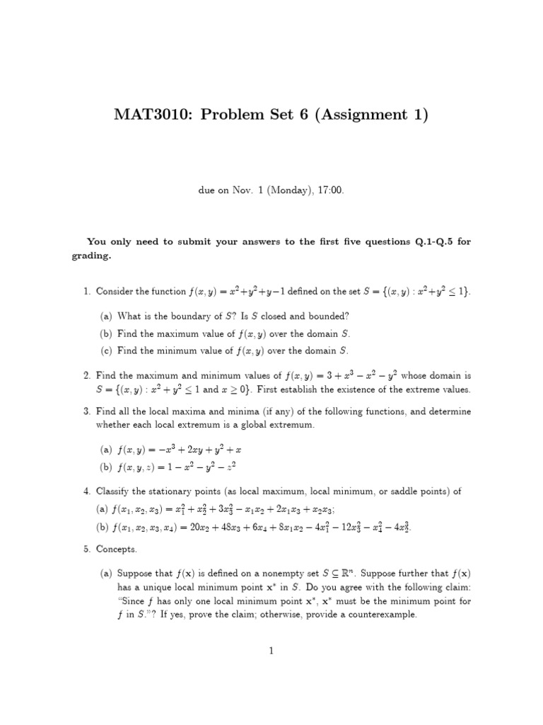 ps6 (Assignment 1) | PDF | Mathematical Physics | Functions And Mappings
