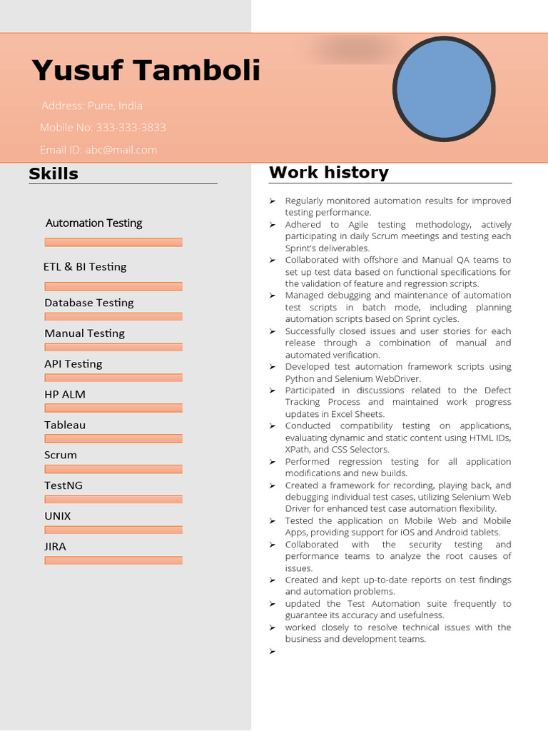 CT12 - Resume 72 Automation ETL | PDF | Selenium (Software) | Databases