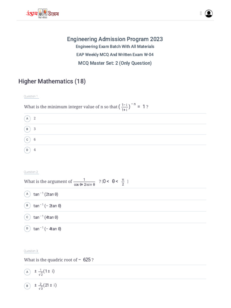 Question - Udvash Unmesh Online V-17 PDF | PDF