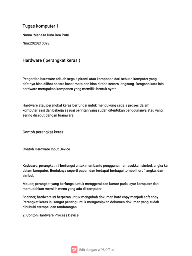 Tugas Komputer 1-WPS Office | PDF | Komputer