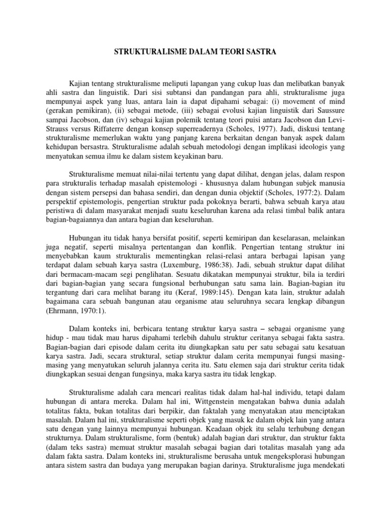 Strukturalisme Dalam Teori Sastra PDF | PDF
