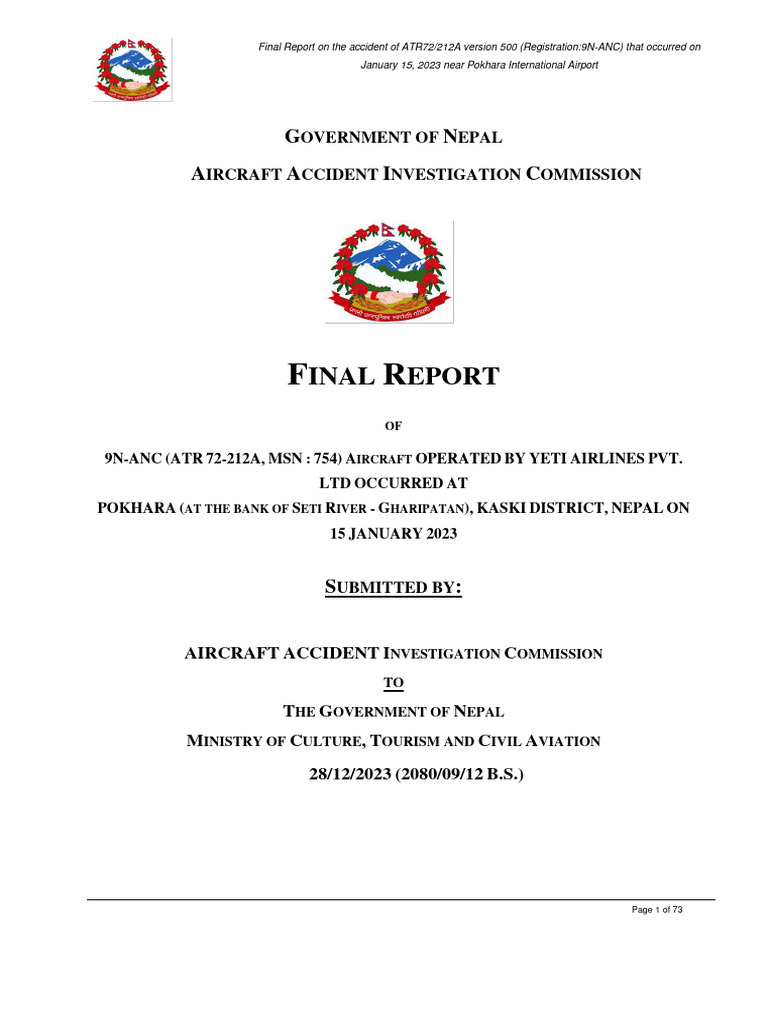 9N-ANC FINAL Report | PDF | Flight Recorder | Instrument Flight Rules