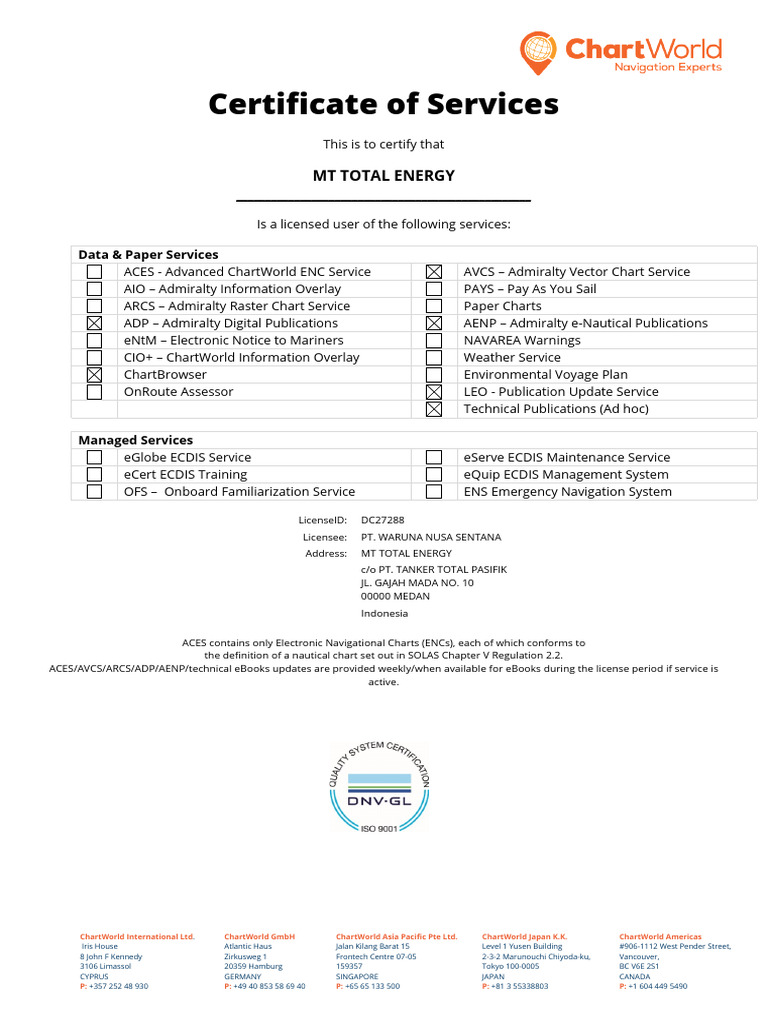 CWI Certificate of Services - MT TOTAL ENERGY | PDF | Information ...
