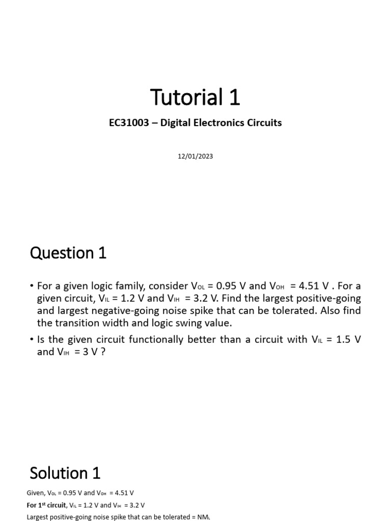Tutorial 1 | PDF | Electrical Network | Logic Gate