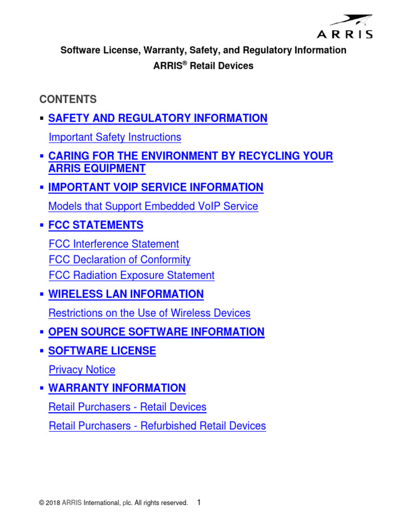 ARRIS Retail Devices SLWSR Card | PDF | Wi Fi | License